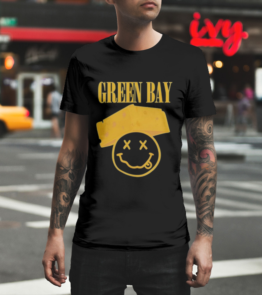 Green Bay Cheesehead Smiley Face T-Shirt