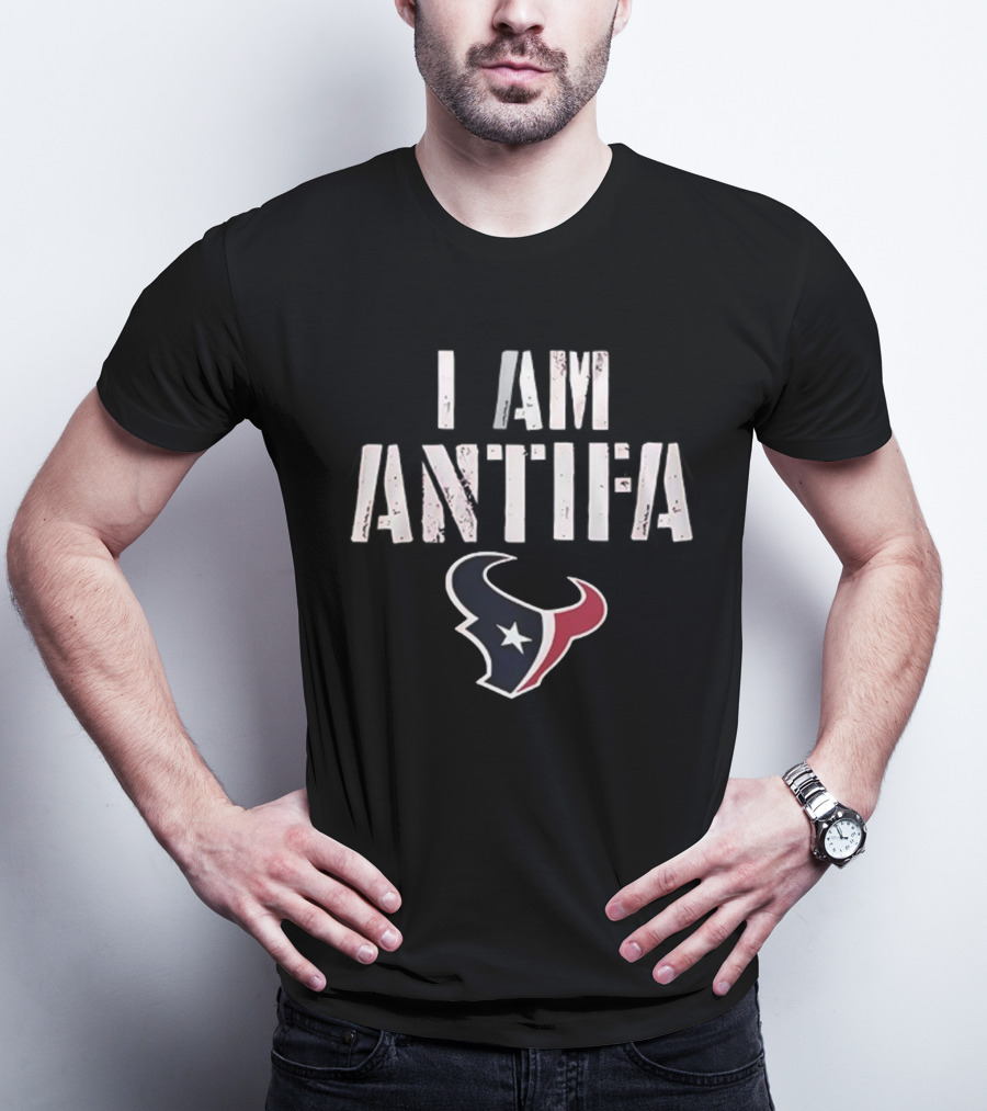 Houston Texans I Am Antifa Against Fascism NFL Team Symbol T-Shirt