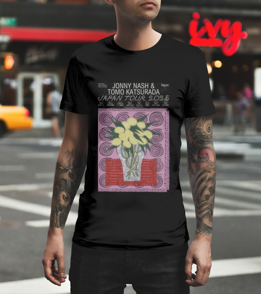 Tomo Katsurada X Jonny Nash Japan Tour 2025 Flowers Vase Art T-Shirt