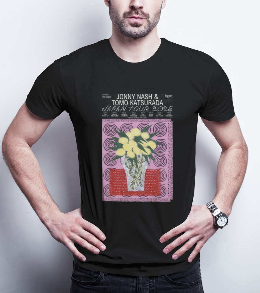 Tomo Katsurada X Jonny Nash Japan Tour 2025 Flowers Vase Art T-Shirt