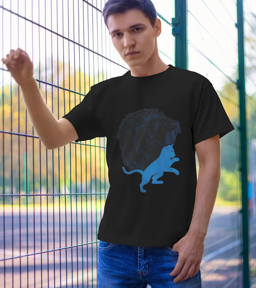 Detroit Lions National Cat Day NFL Football 2025 Iconic Lion And Cat T-Shirt