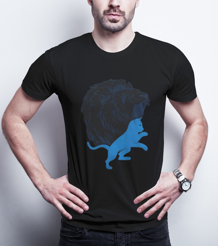 Detroit Lions National Cat Day NFL Football 2025 Iconic Lion And Cat T-Shirt