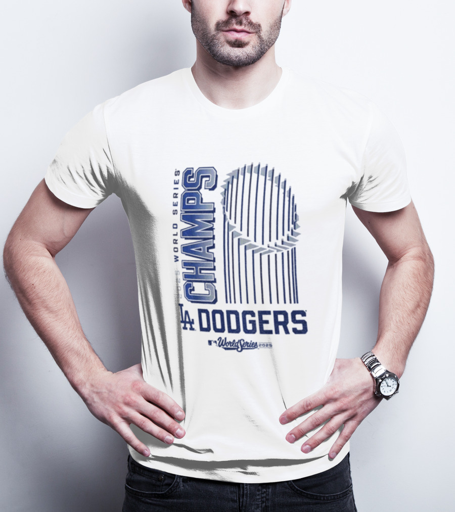 Los Angeles Dodgers 2025 World Series Champs Trophy Logo T-Shirt
