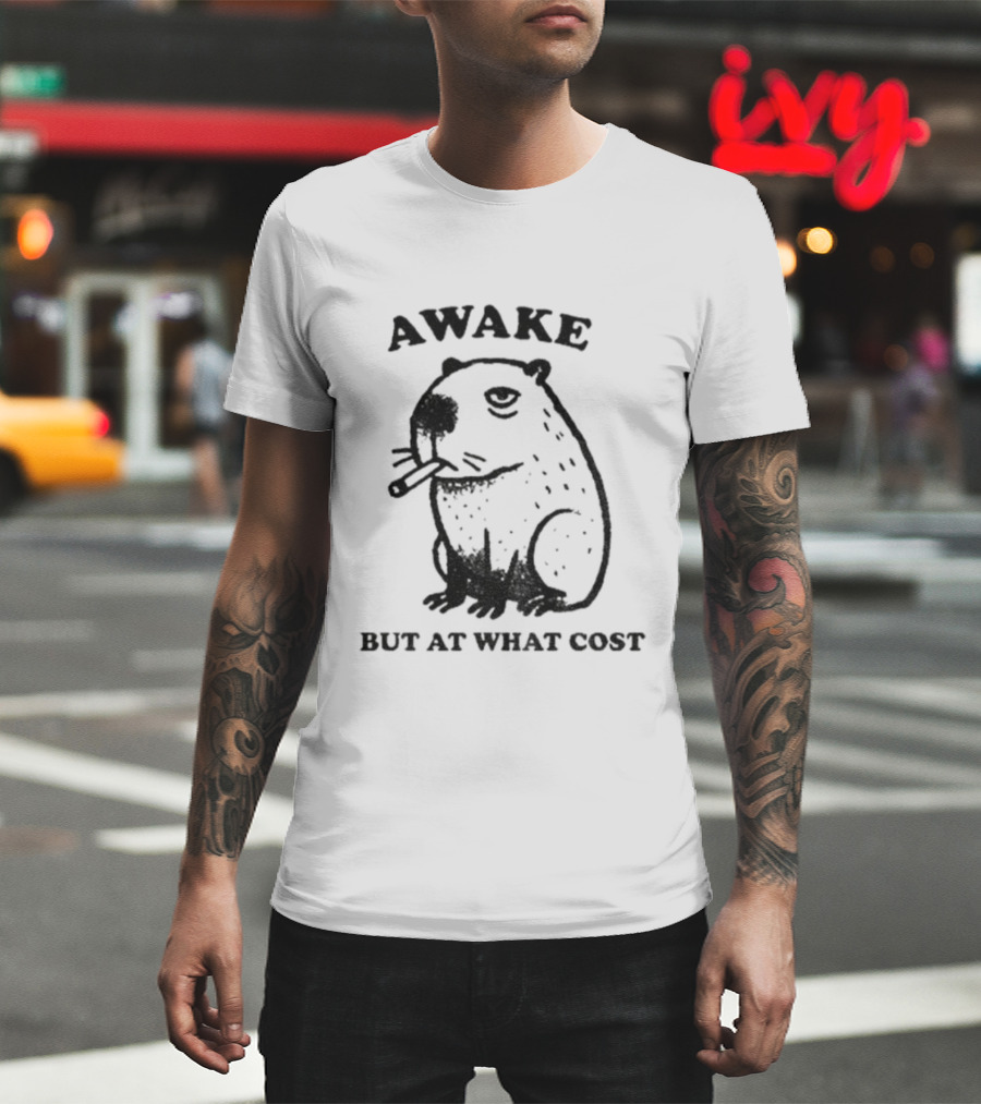 Awake Capybara Smoking Waffle But At What Cost T-Shirt
