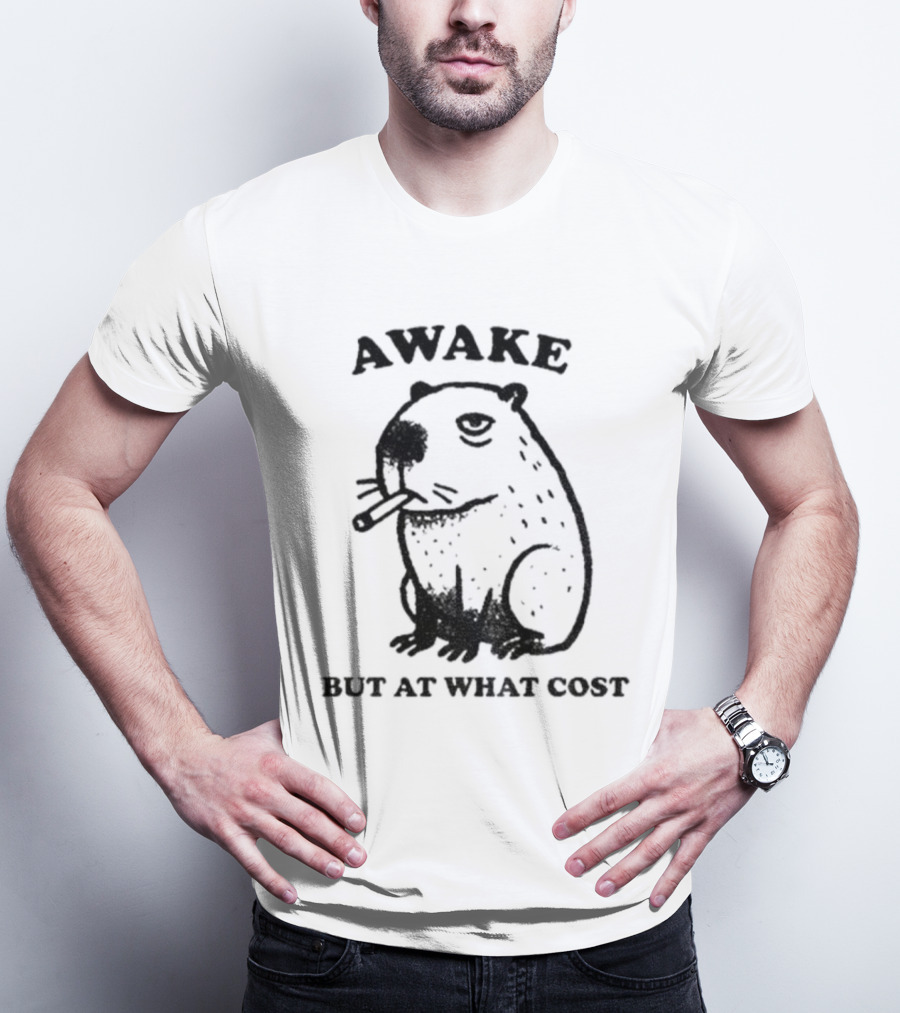 Awake Capybara Smoking Waffle But At What Cost T-Shirt