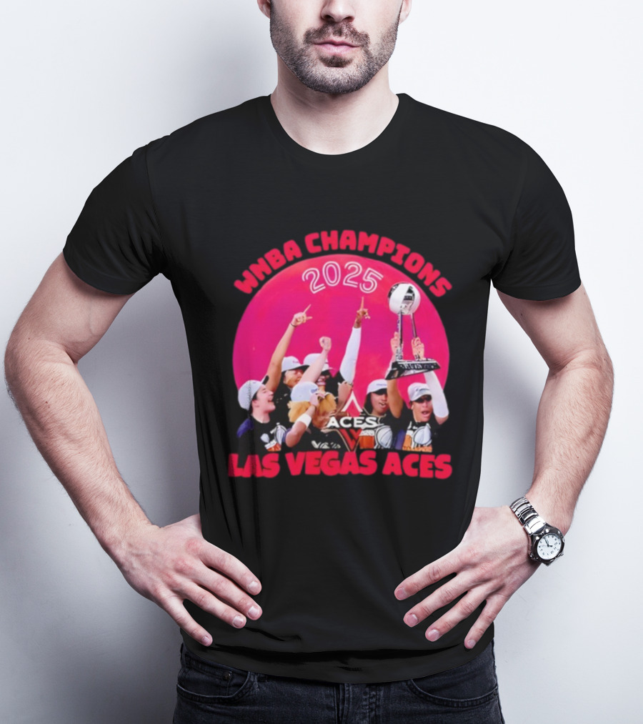 WNBA Champions 2025 Las Vegas Aces Pink Moon Celebration T-Shirt