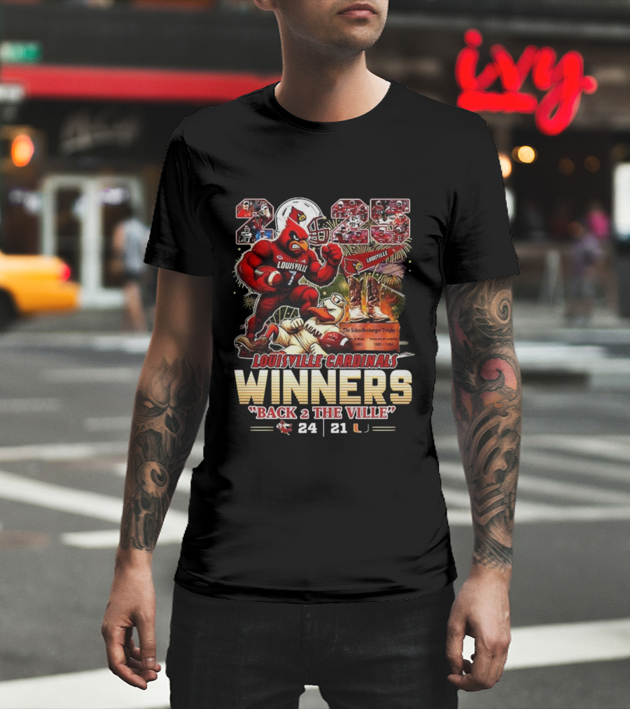 Louisville Cardinals Winners Back 2 The Ville 2025 Schnellenberger Trophy T-Shirt