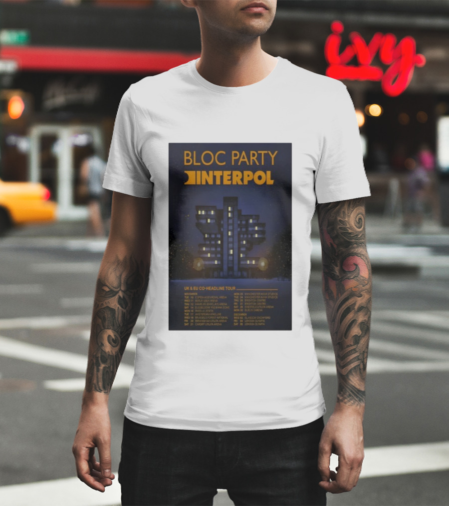 Bloc Party Interpol UK EU Co-Headline Tour November 2026 T-Shirt