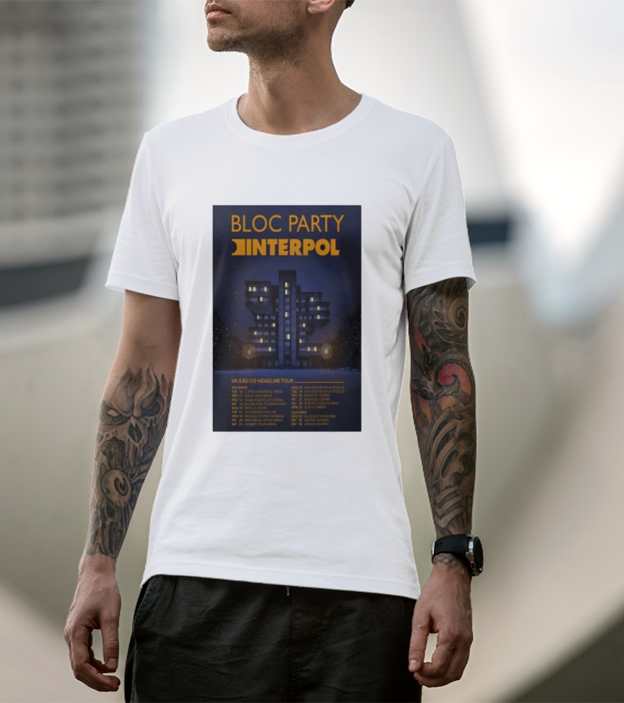Bloc Party Interpol UK EU Co-Headline Tour November 2026 T-Shirt