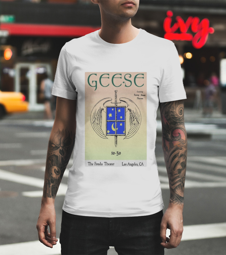 Geese Featuring Racing Mount Pleasant Fonda Theatre Los Angeles 10-30 Sword Wings Moon Stars T-Shirt