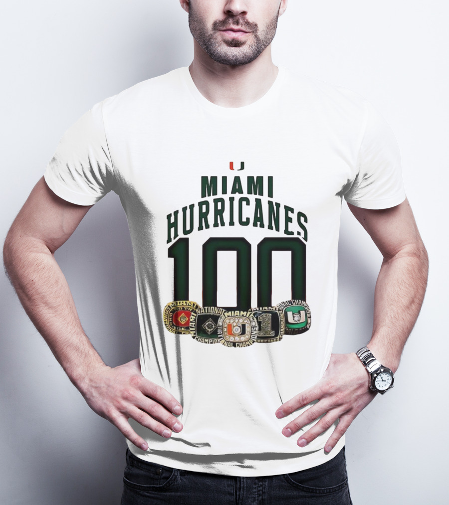 Miami Hurricanes 100 National Champions Rings T-Shirt