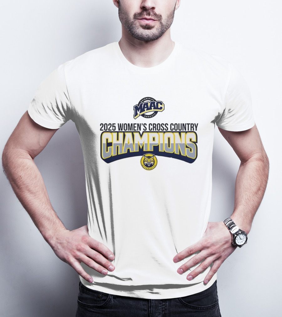 Quinnipiac University 2025 Women's Cross Country Champions MAAC Logo T-Shirt