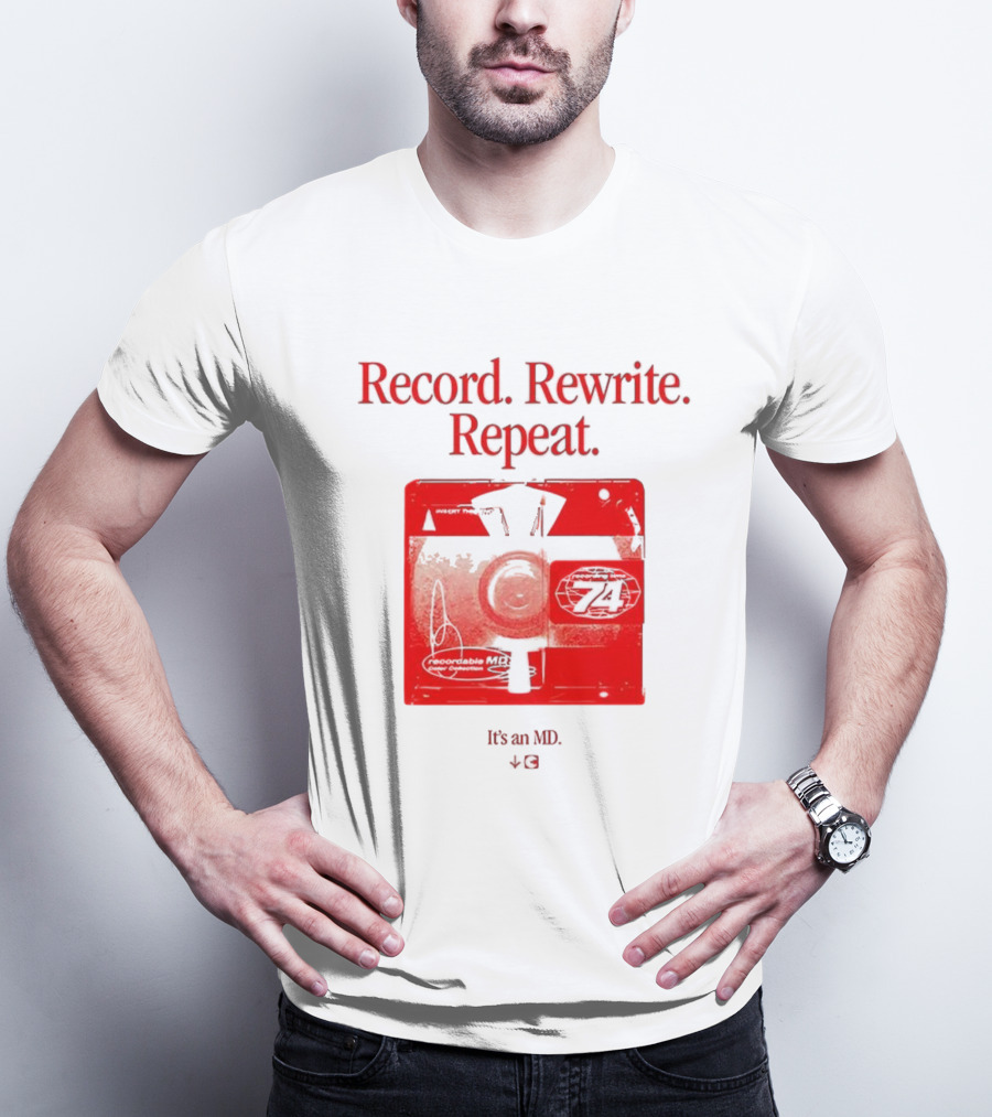 Record Rewrite Repeat It's An MD Retro Cassette 721 T-Shirt