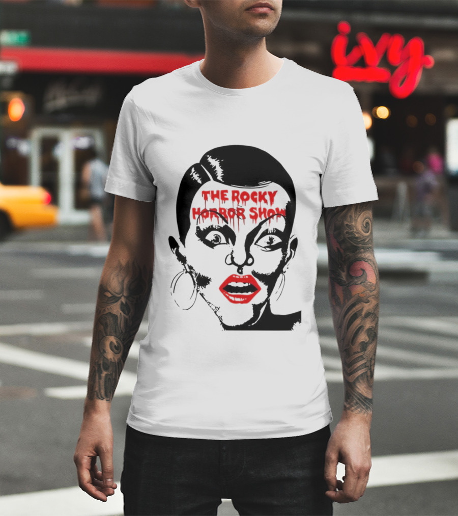 The Rocky Horror Show Dripping Text Vintage 70s Red Lips Graphic T-Shirt