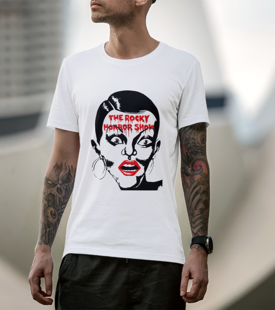 The Rocky Horror Show Dripping Text Vintage 70s Red Lips Graphic T-Shirt