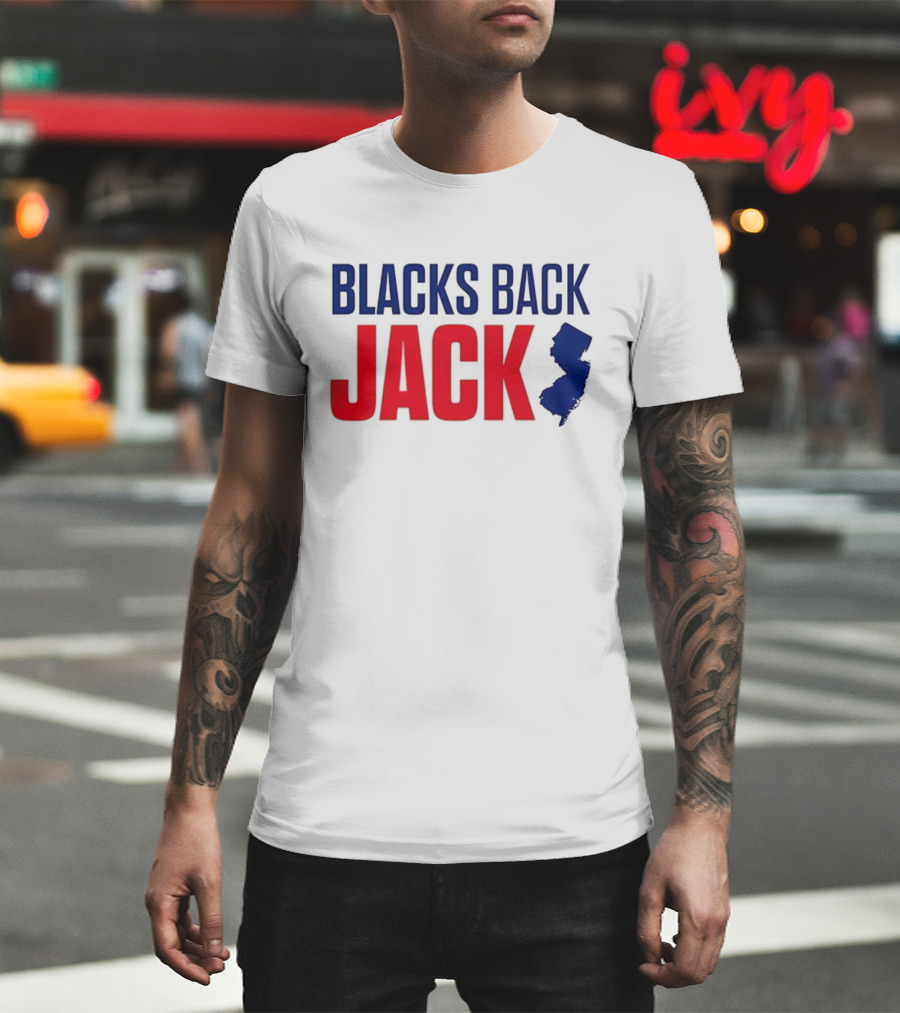 Blacks Back Jack New Jersey Map Support T-Shirt