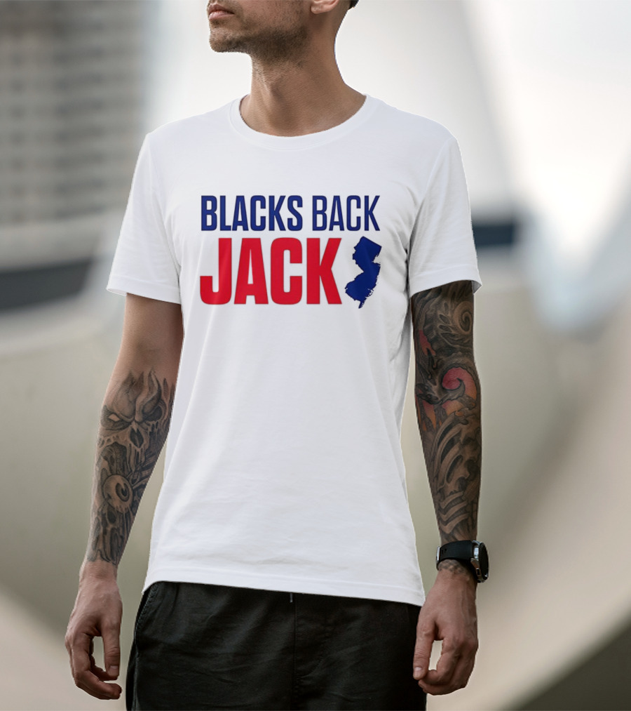 Blacks Back Jack New Jersey Map Support T-Shirt