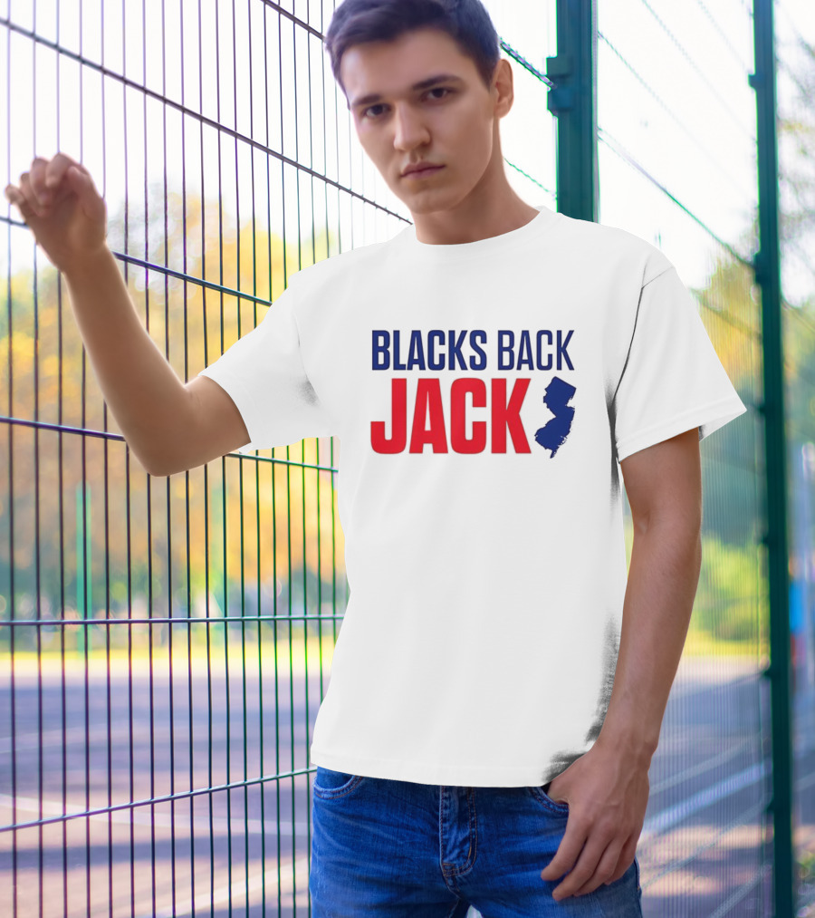 Blacks Back Jack New Jersey Map Support T-Shirt