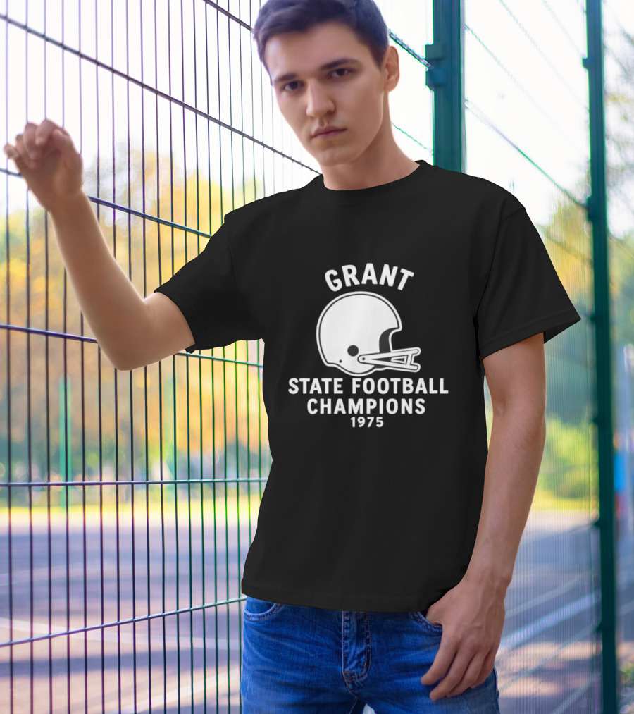 Grant State Football Champions 1975 Helmet T-Shirt