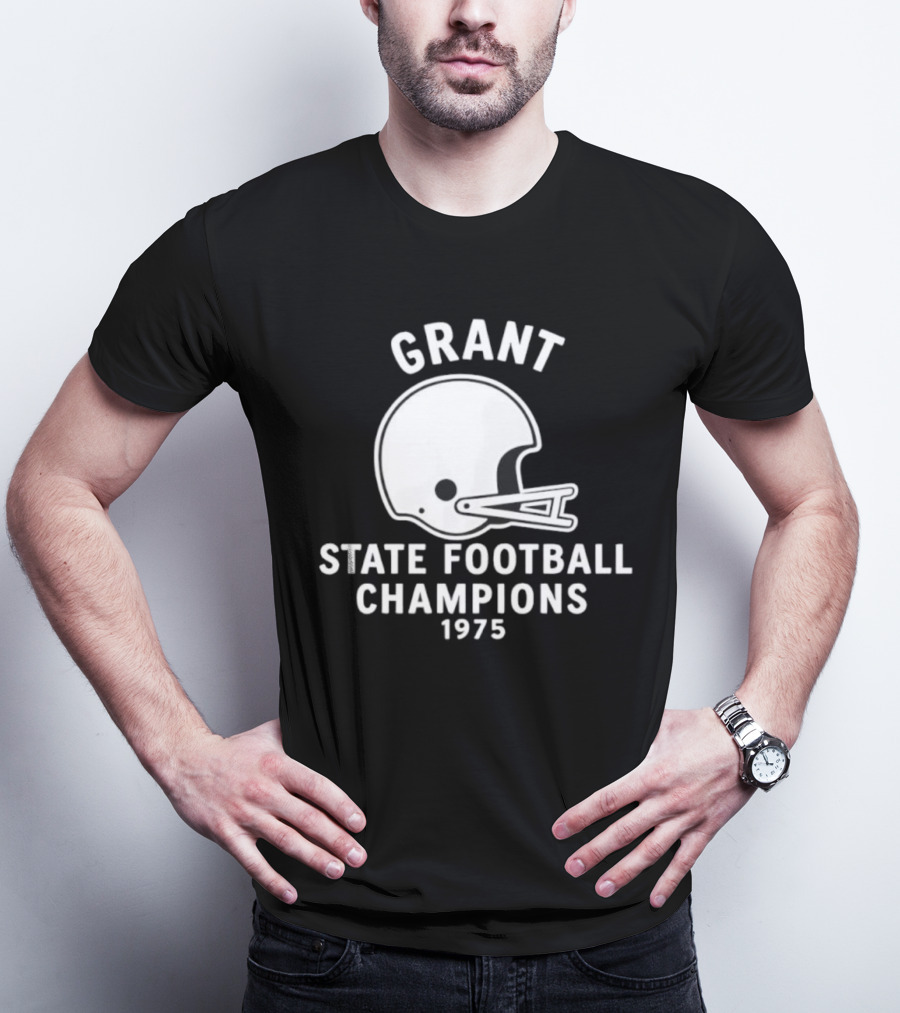 Grant State Football Champions 1975 Helmet T-Shirt