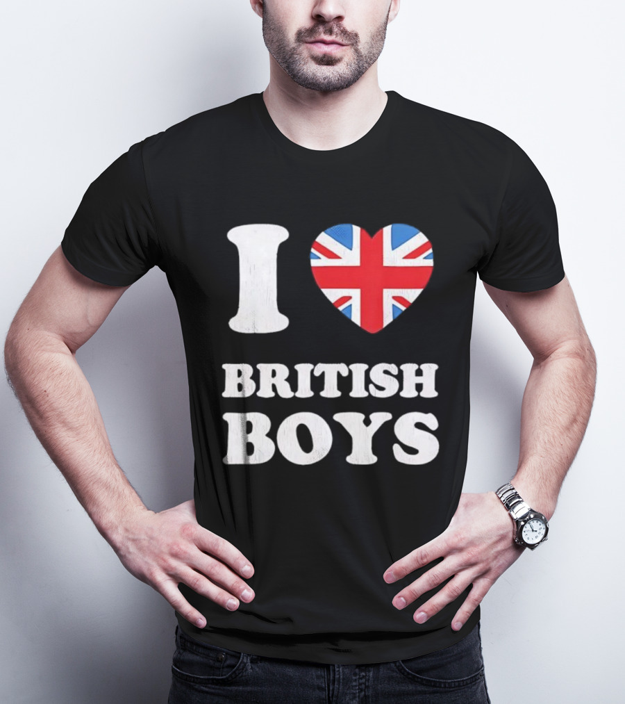 I Love British Boys Union Jack Heart Design T-Shirt