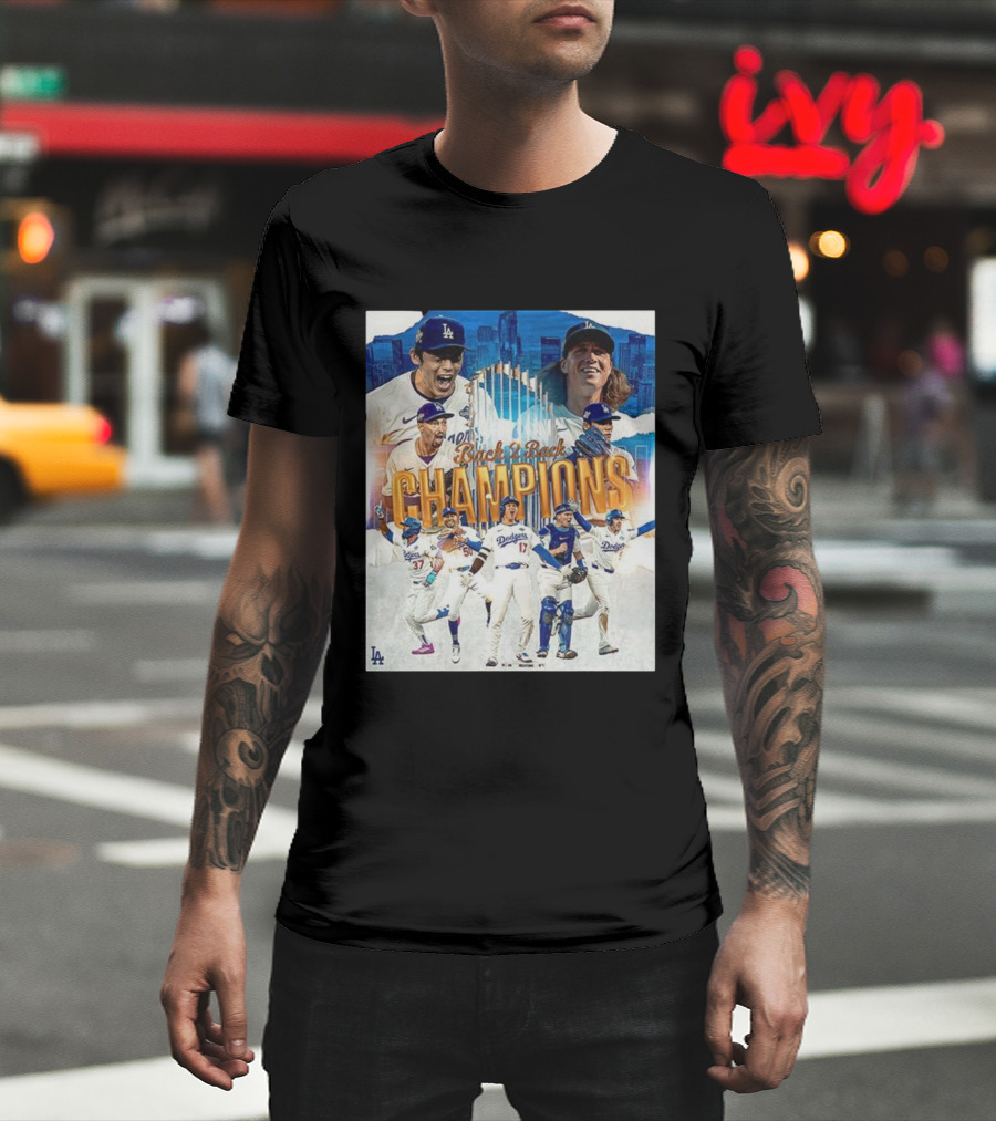 Back 2 Back Champions Los Angeles Dodgers 2025 Celebration T-Shirt