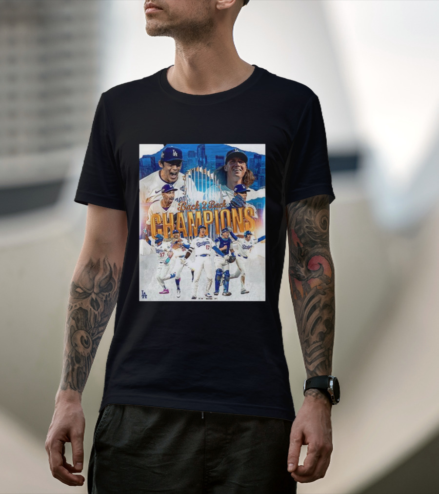 Back 2 Back Champions Los Angeles Dodgers 2025 Celebration T-Shirt