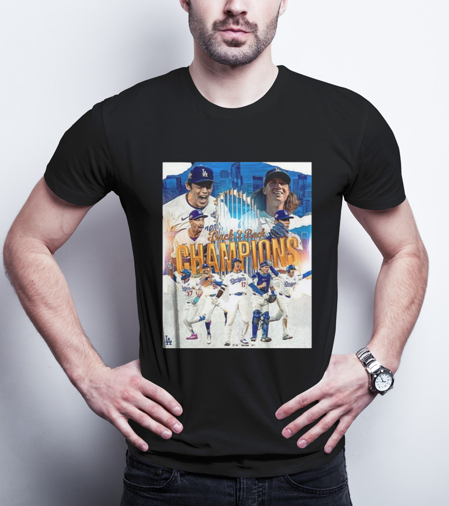 Back 2 Back Champions Los Angeles Dodgers 2025 Celebration T-Shirt