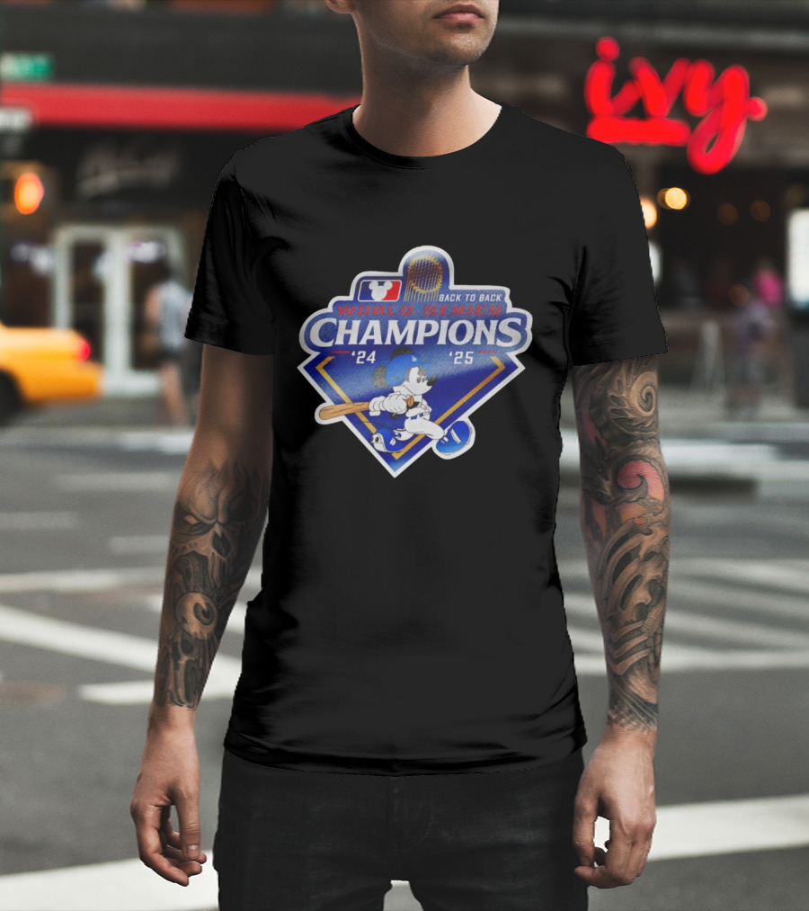 Back To Back World Series Champions '24 '25 Mickey Mouse Dodgers T-Shirt