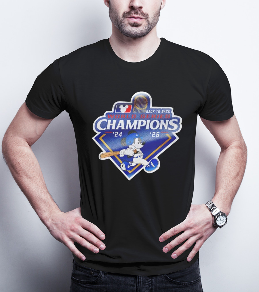 Back To Back World Series Champions '24 '25 Mickey Mouse Dodgers T-Shirt