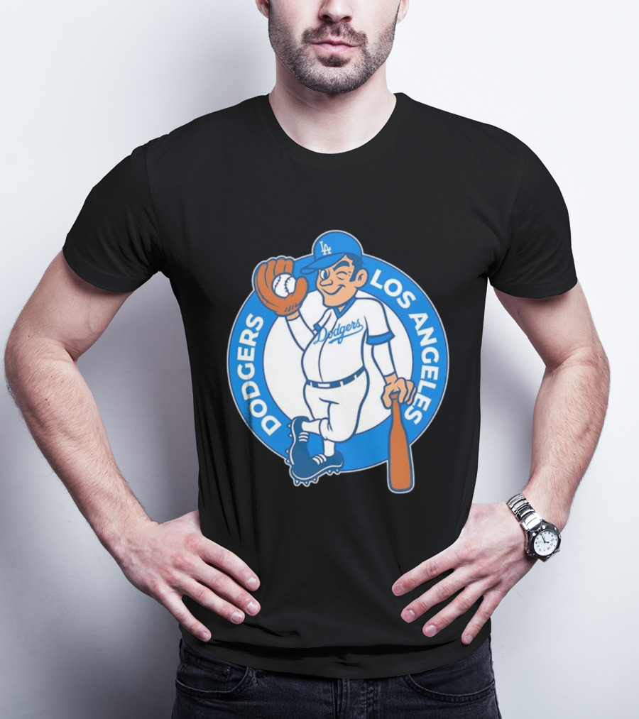 Los Angeles Dodgers Vintage Cartoon Character MLB Team Retro Style T-Shirt