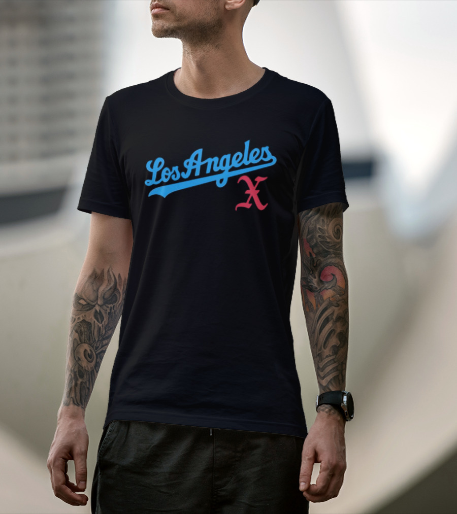 Los Angeles Crossed Red X Baseball Style T-Shirt