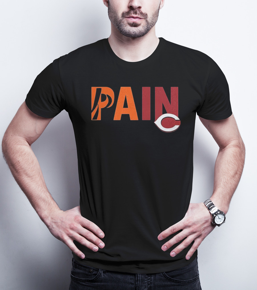 PAIN Cincinnati Reds Chicago Bears Collaboration T-Shirt