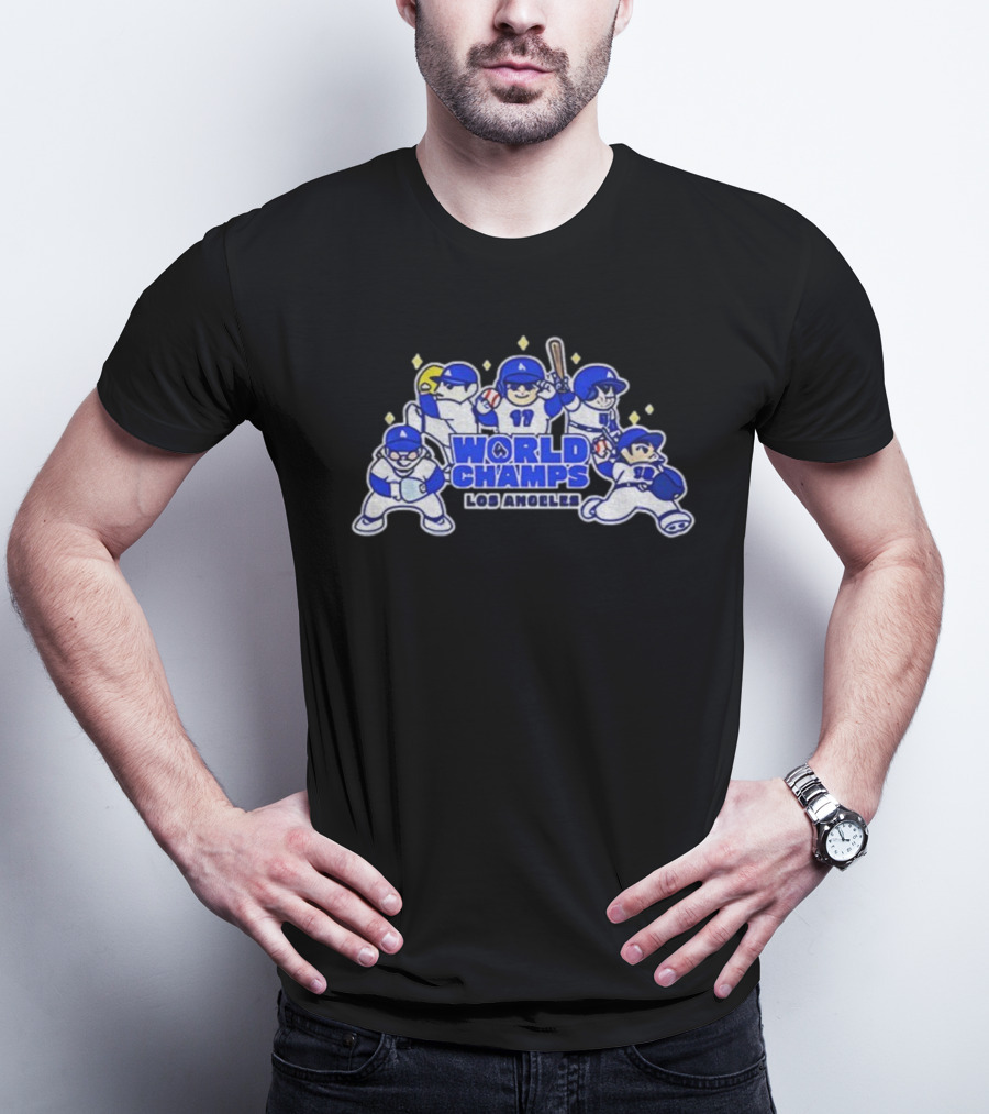 World Champs Los Angeles Big Five Chibi Anime Baseball 2025 T-Shirt