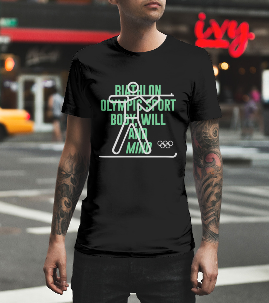 Biathlon Olympic Sport Body Will And Mind Collection T-Shirt