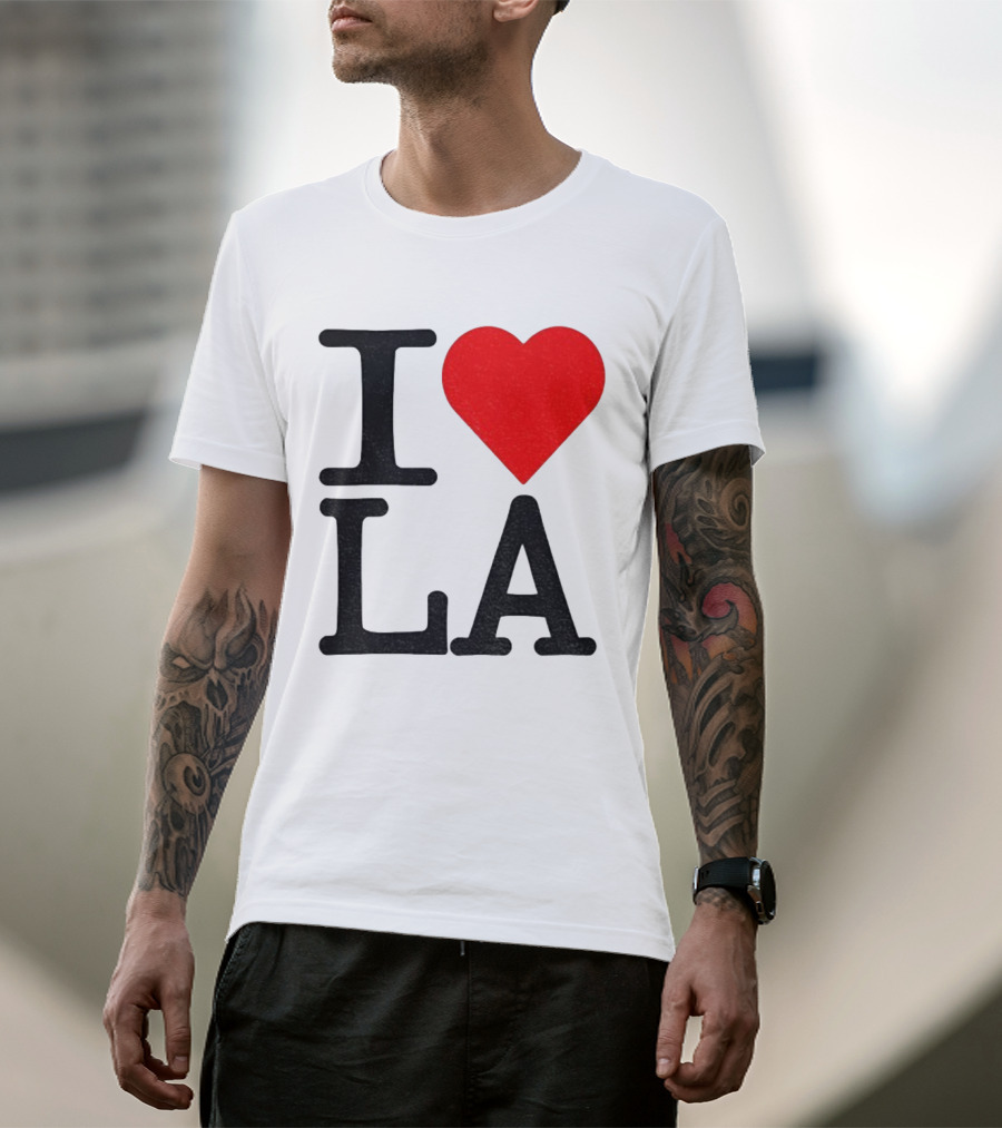 Los Angeles Dodgers Fan I Love LA Heart Classic Iconic Text T-Shirt