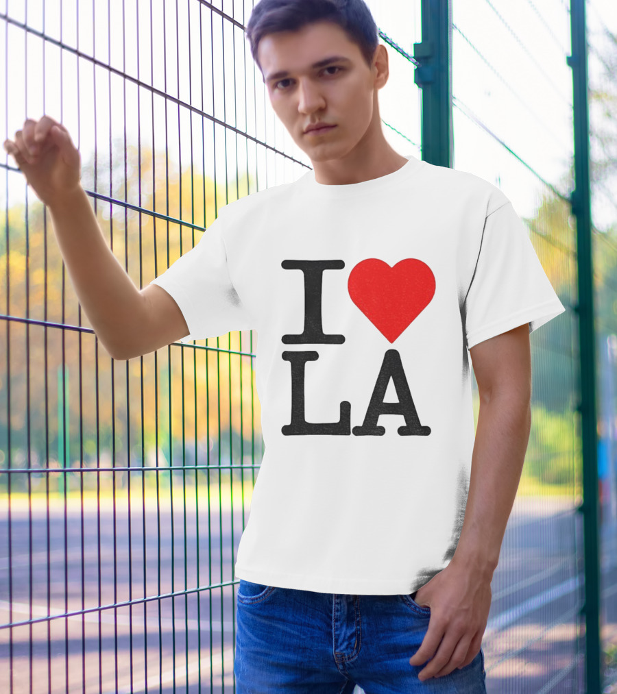 Los Angeles Dodgers Fan I Love LA Heart Classic Iconic Text T-Shirt