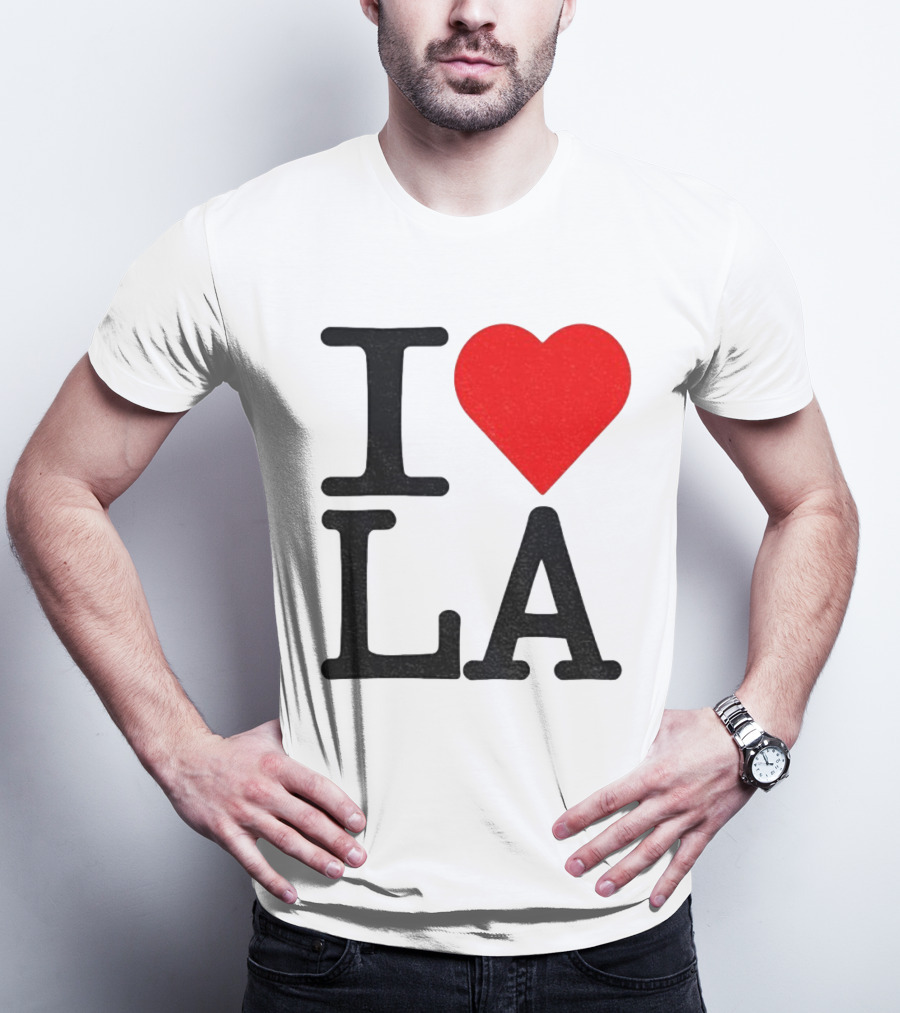 Los Angeles Dodgers Fan I Love LA Heart Classic Iconic Text T-Shirt