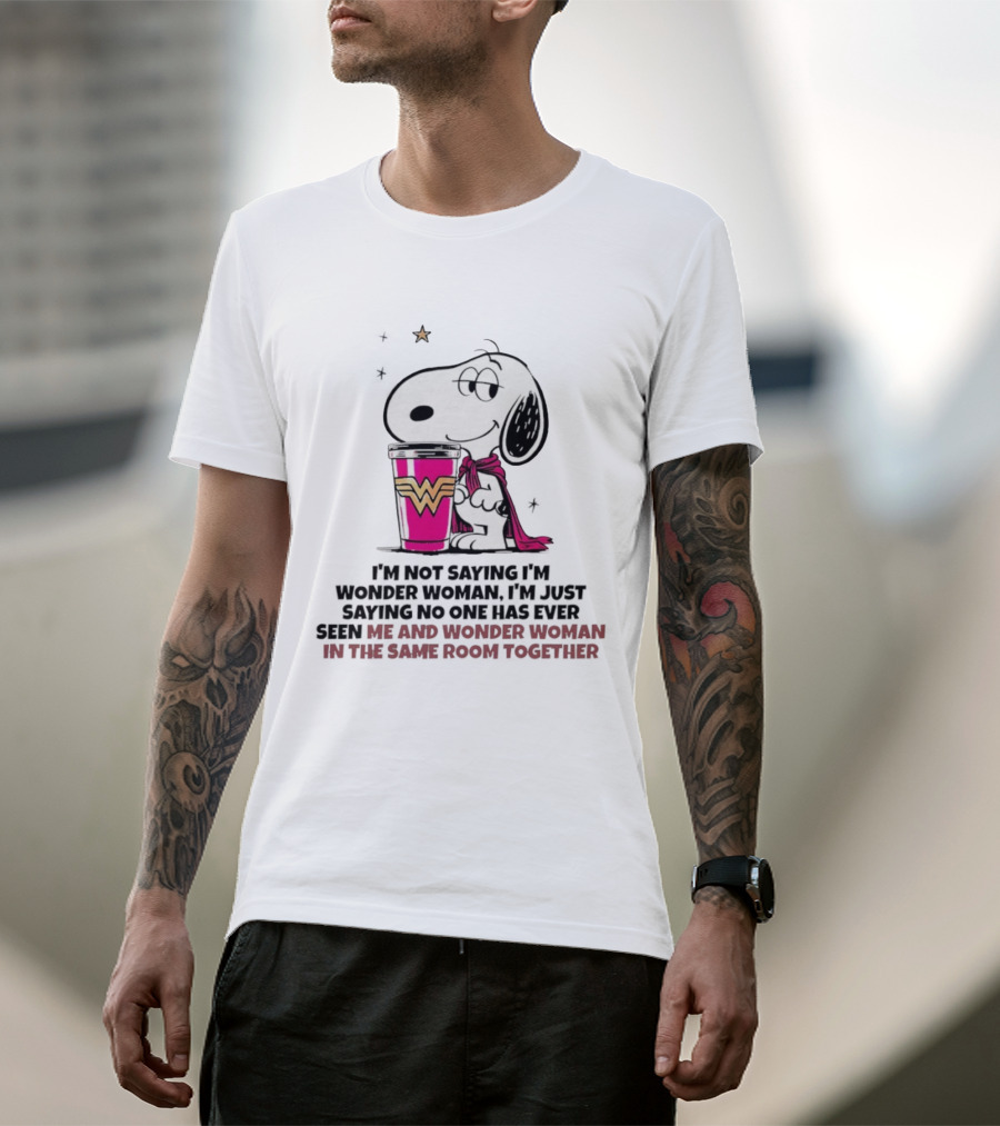 Snoopy And Wonder Woman Never Seen In The Same Room Together T-Shirt
