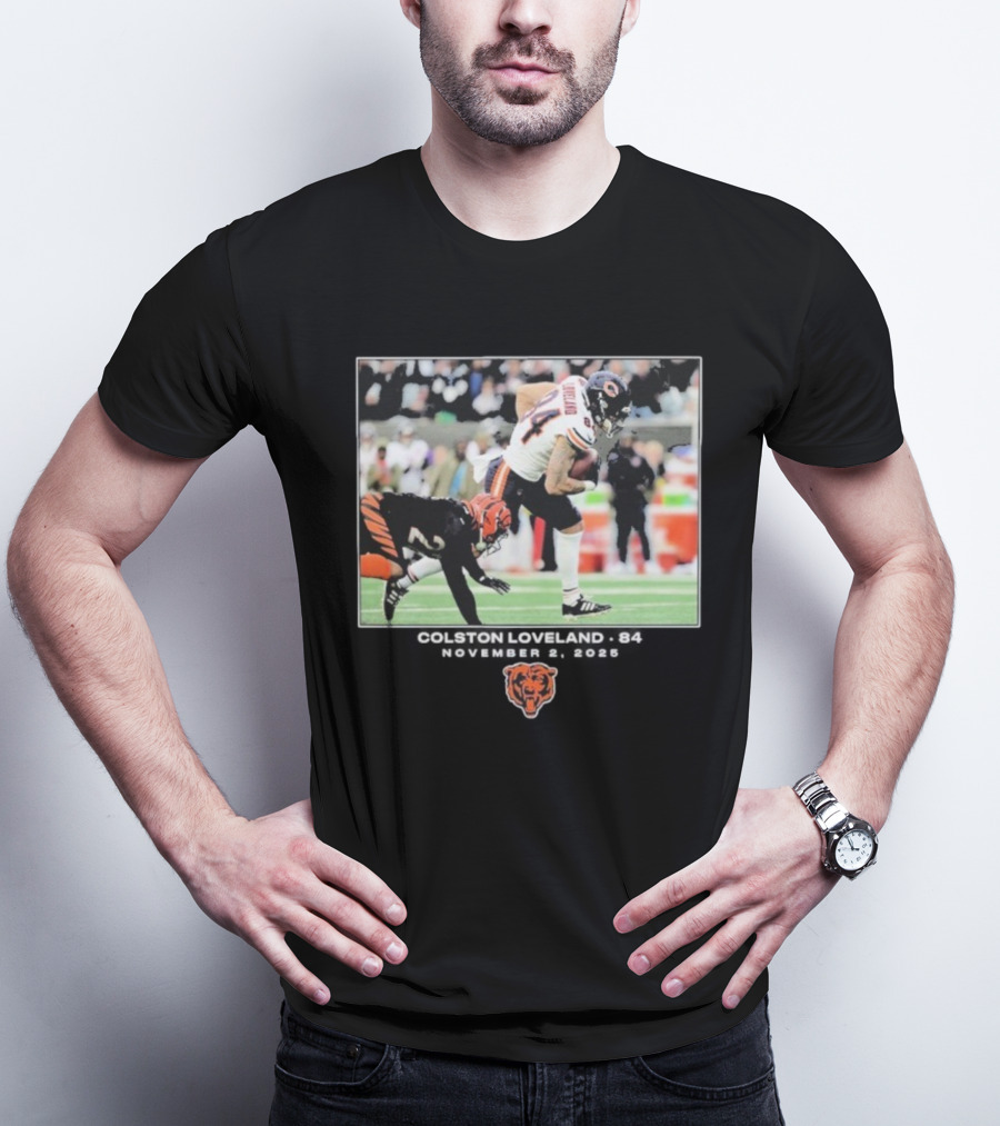 Colston Loveland #84 Chicago Bears NFL Week 8 November 2 2025 T-Shirt