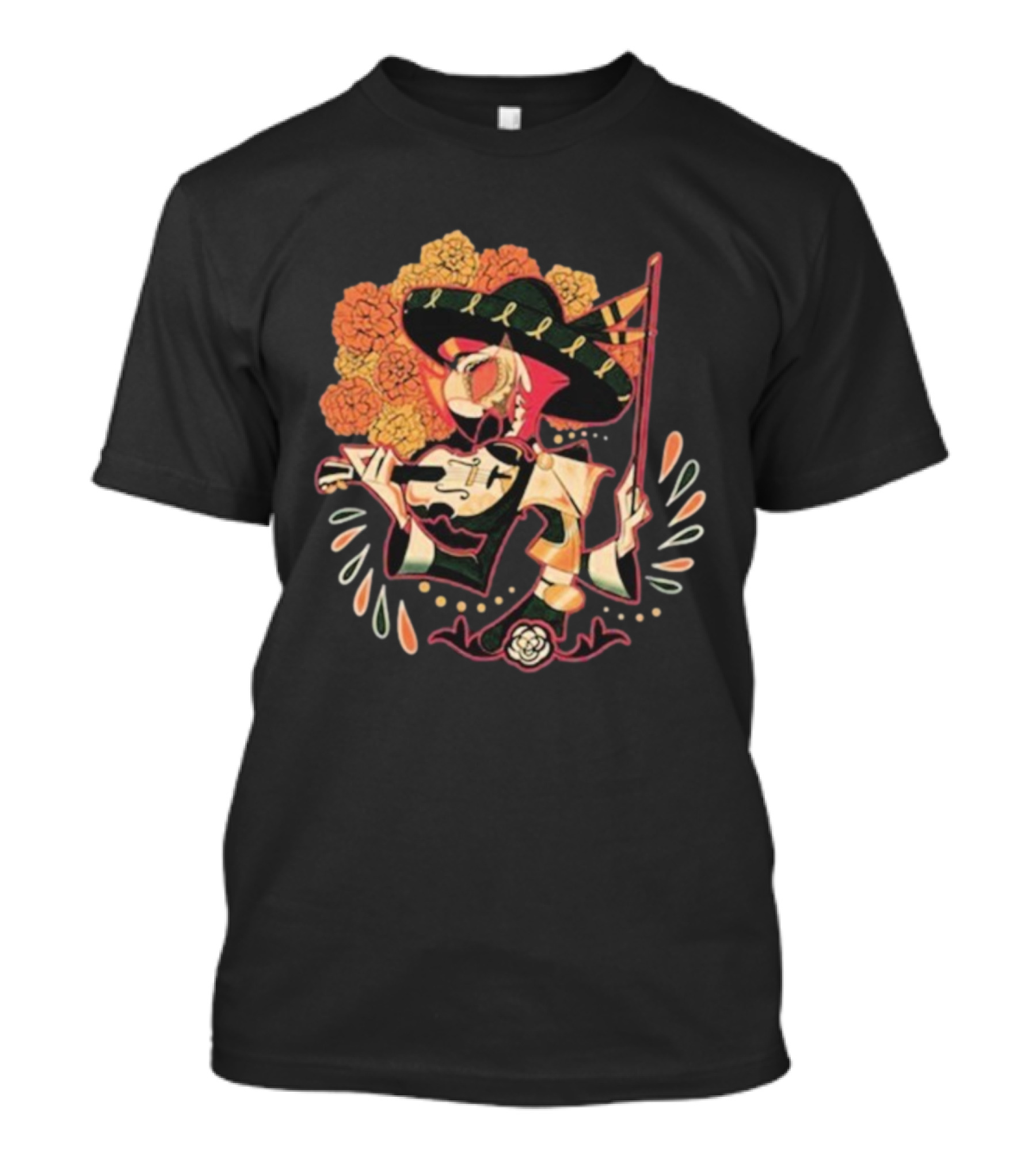 Feliz Día De Los Muertos Vassago Catrina With Sombrero And Marigolds T-Shirt