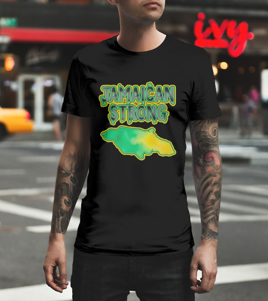 Jamaican Strong Watercolor Country Map T-Shirt