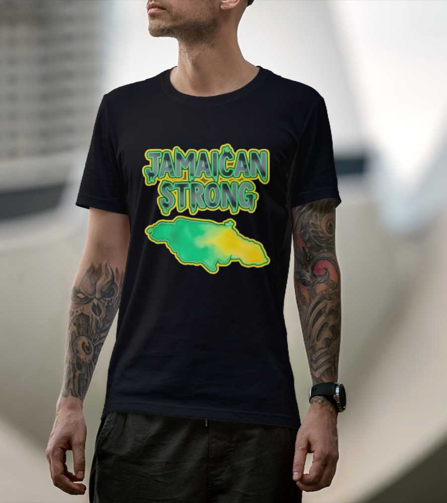 Jamaican Strong Watercolor Country Map T-Shirt