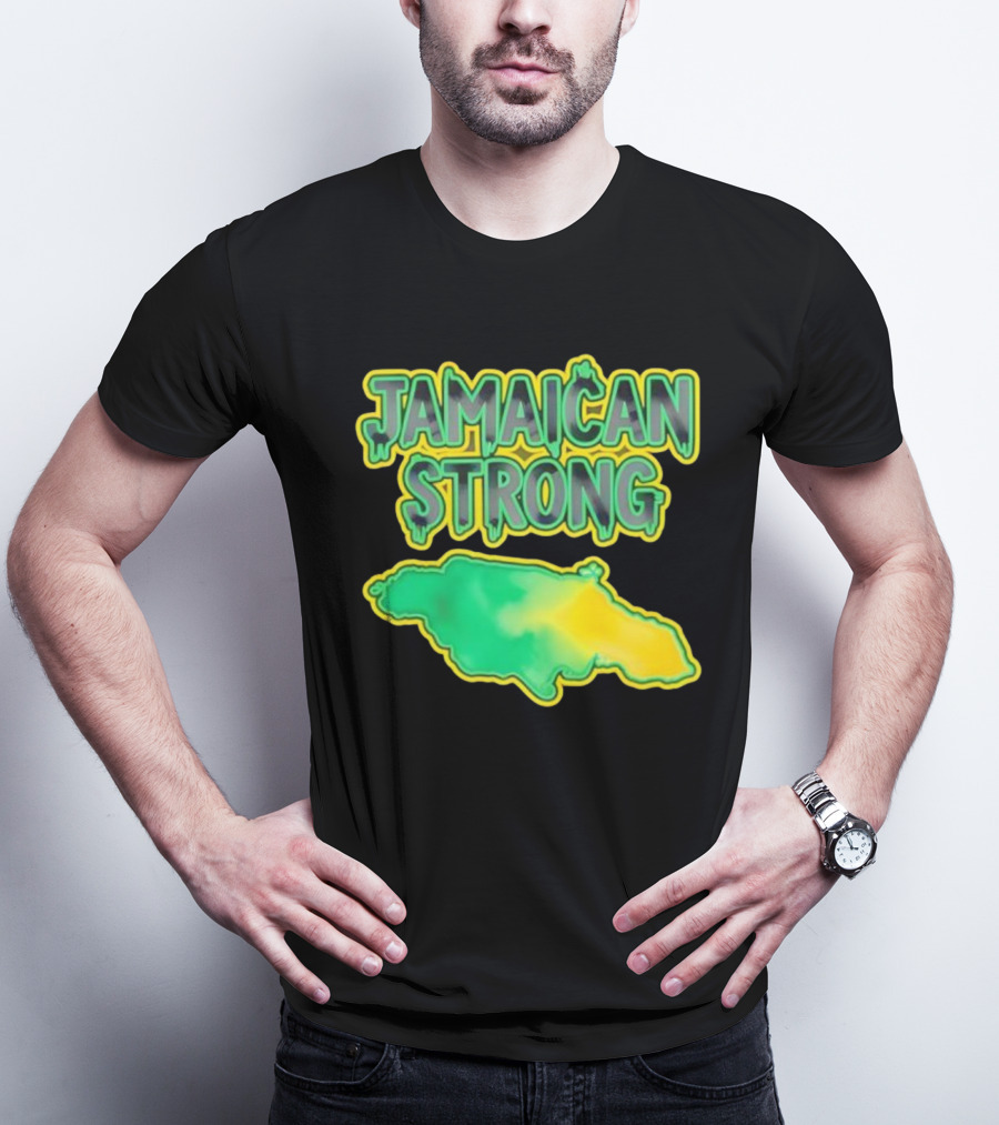 Jamaican Strong Watercolor Country Map T-Shirt