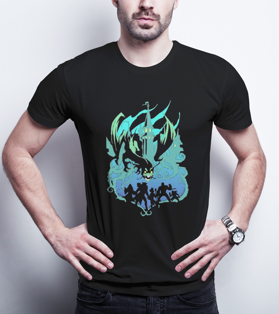 Legends Of Avantris Witchlight Jabberwock Fantasy Tower And Dragon Scene T-Shirt