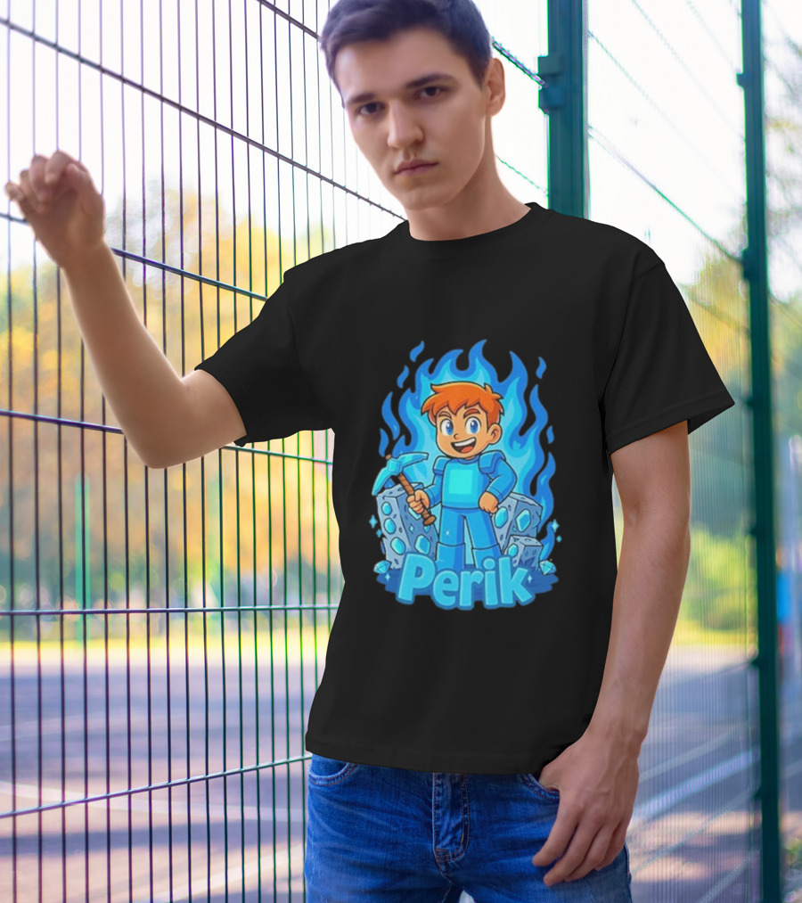 Perik Diamant Blue Flame Miner Character T-Shirt
