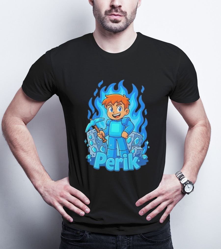 Perik Diamant Blue Flame Miner Character T-Shirt