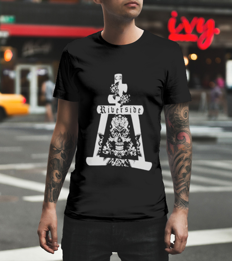 Riverside California Mission Inn Bell Skull Design T-Shirt