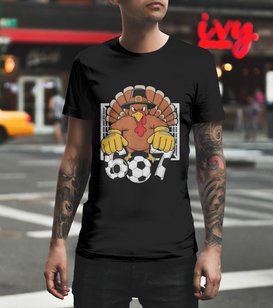 Turkey Soccer Goalie 67 Six Seven Boys Thanksgiving T-Shirt
