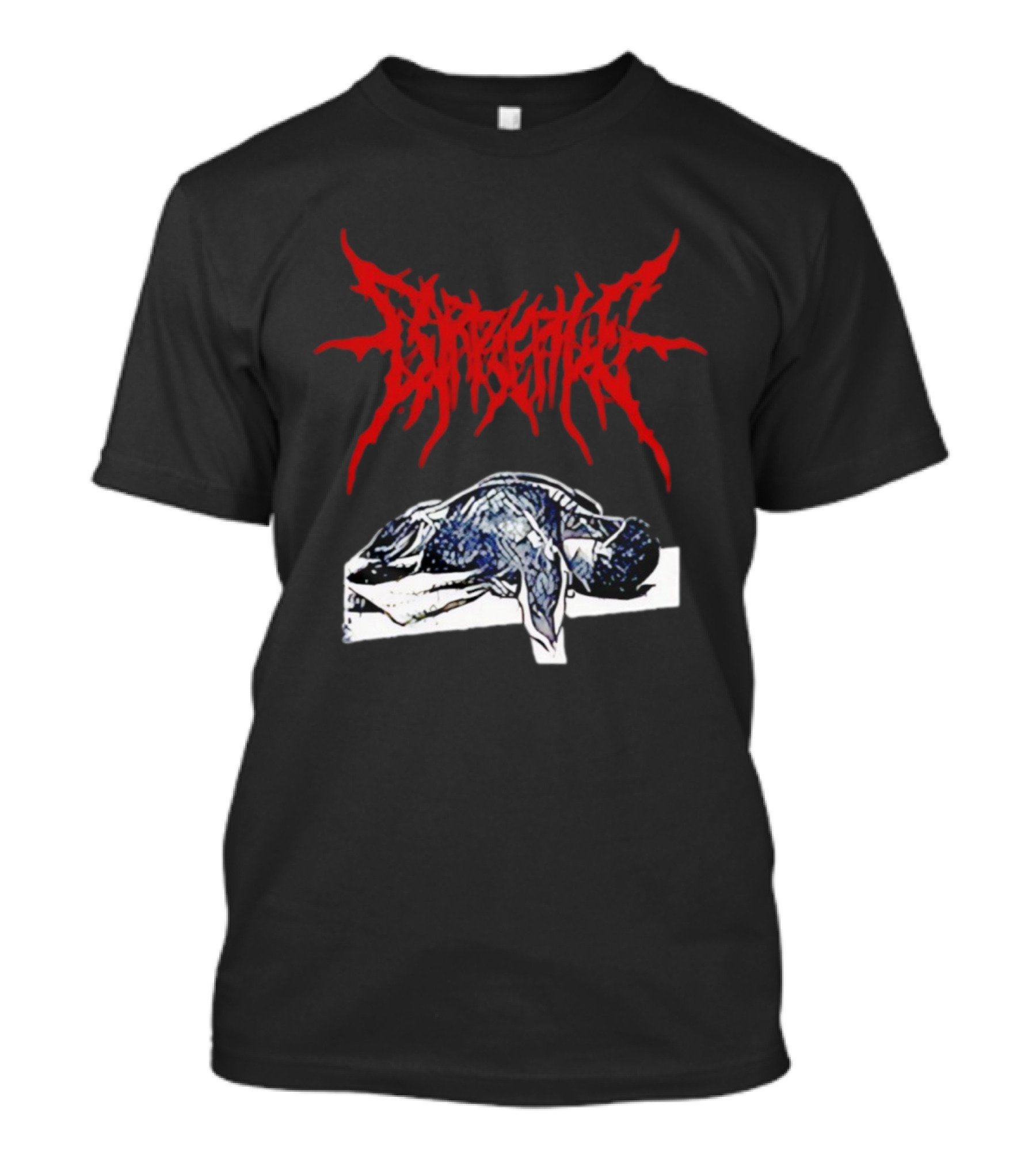 Corpse Pile Horror Extreme Metal Distressed Text Graphic T-Shirt